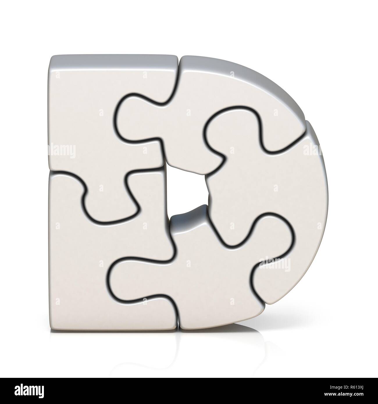 White puzzle jigsaw letter D 3D Stock Photo - Alamy