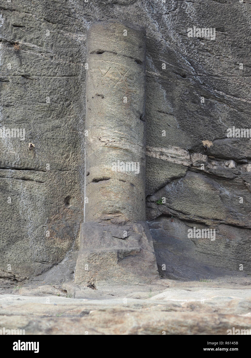 Ancient roman road milestone in Donnas Stock Photo - Alamy