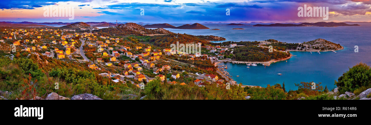 Amazing colorful sunset panorama of Pakostane archipelago Stock Photo ...