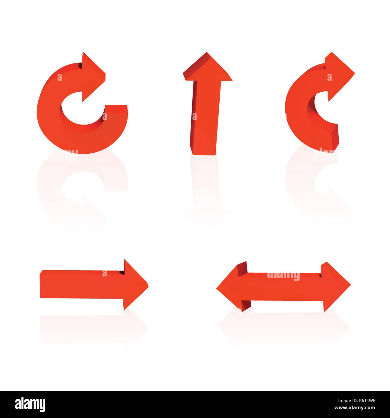 3d red arrows downward arrows hi-res stock photography and images - Alamy