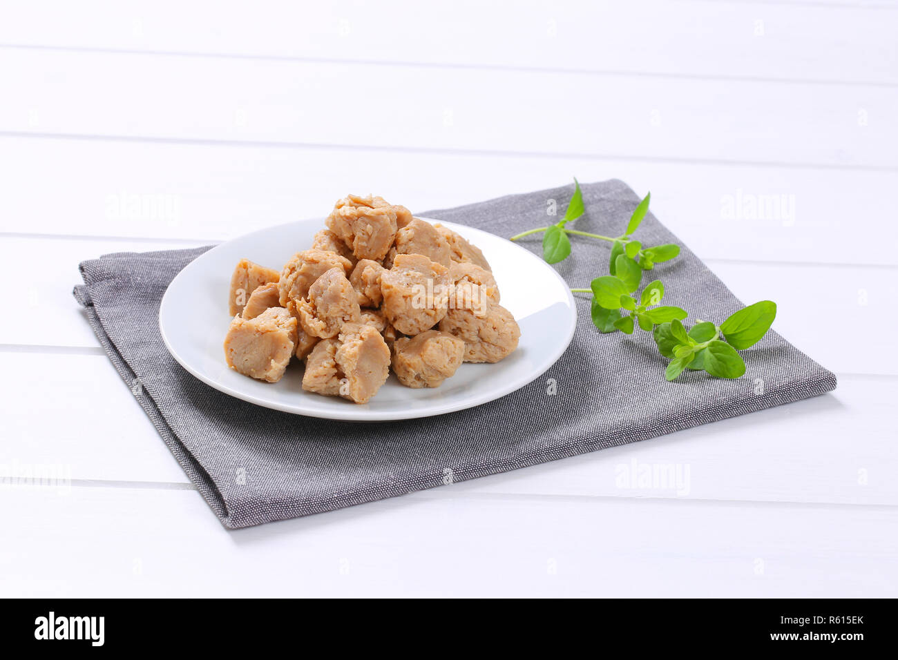 cubes of soy meat Stock Photo - Alamy