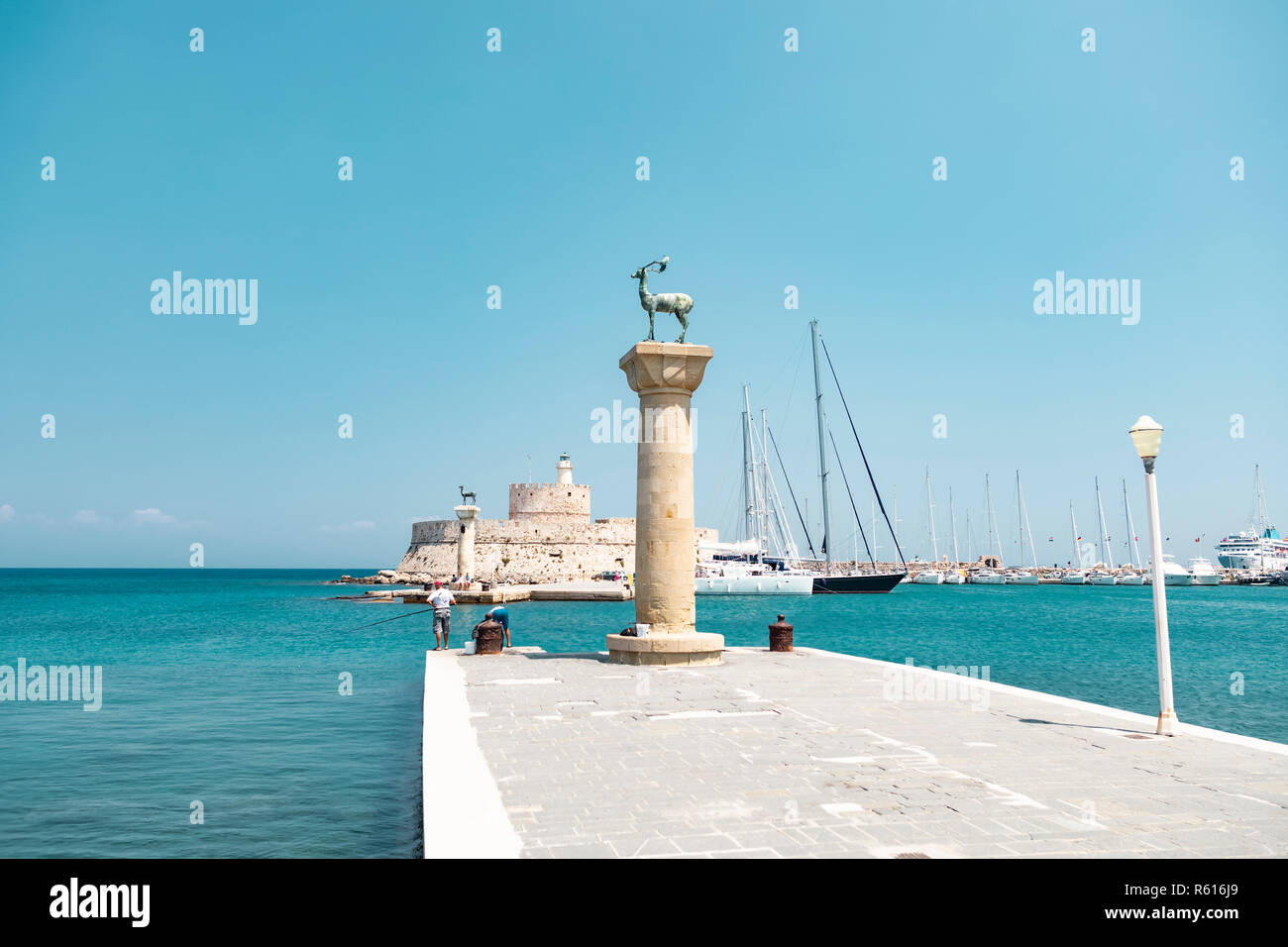 Rhodes, Greece - August 4, 2018: View of the iconic Colossus of Rhodes ...
