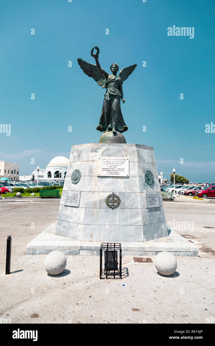Rhodes, Greece - August 4, 2018: View of the iconic Colossus of Rhodes ...