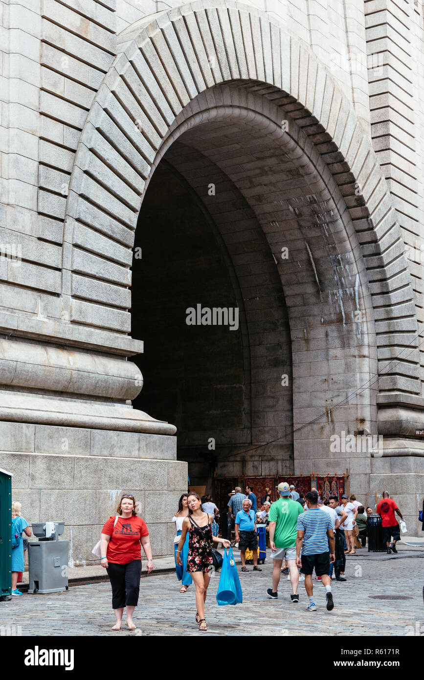 New York City, USA - June 24, 2018: Brooklyn Flea Market in DUMBO. It ...