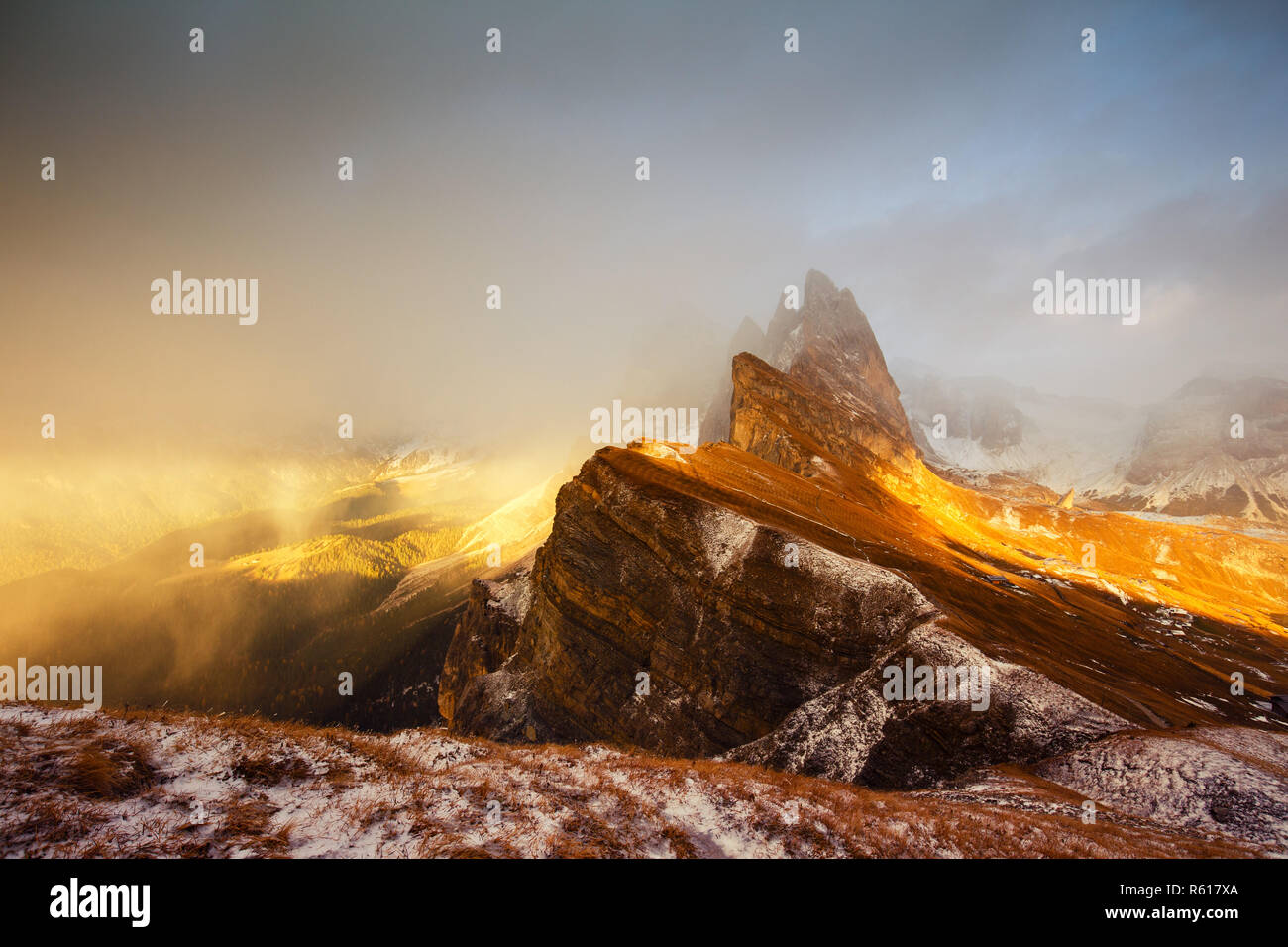 Seceda sunset, italy Stock Photo - Alamy