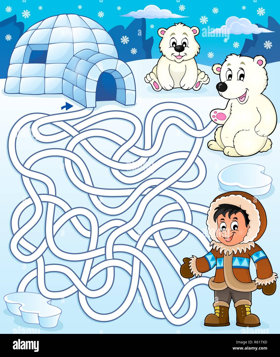 Maze 4 with arctic theme 2 Stock Photo - Alamy