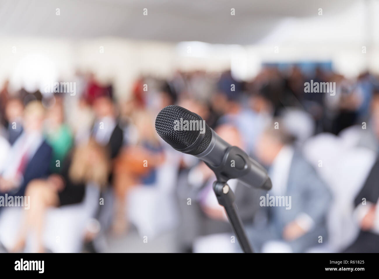 Business presentation. Corporate conference. Microphone Stock Photo - Alamy