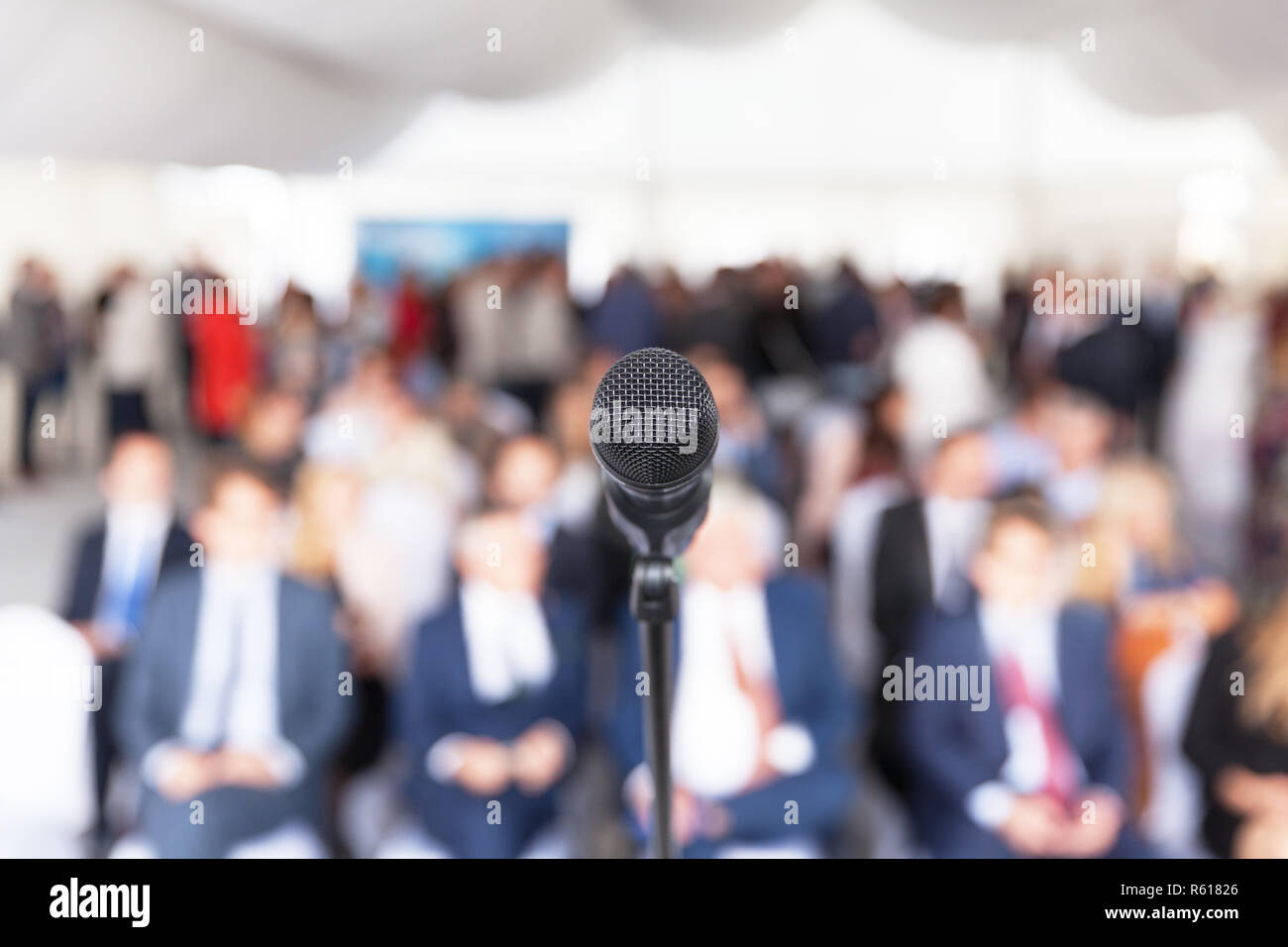 Business presentation. Corporate conference. Microphone Stock Photo - Alamy