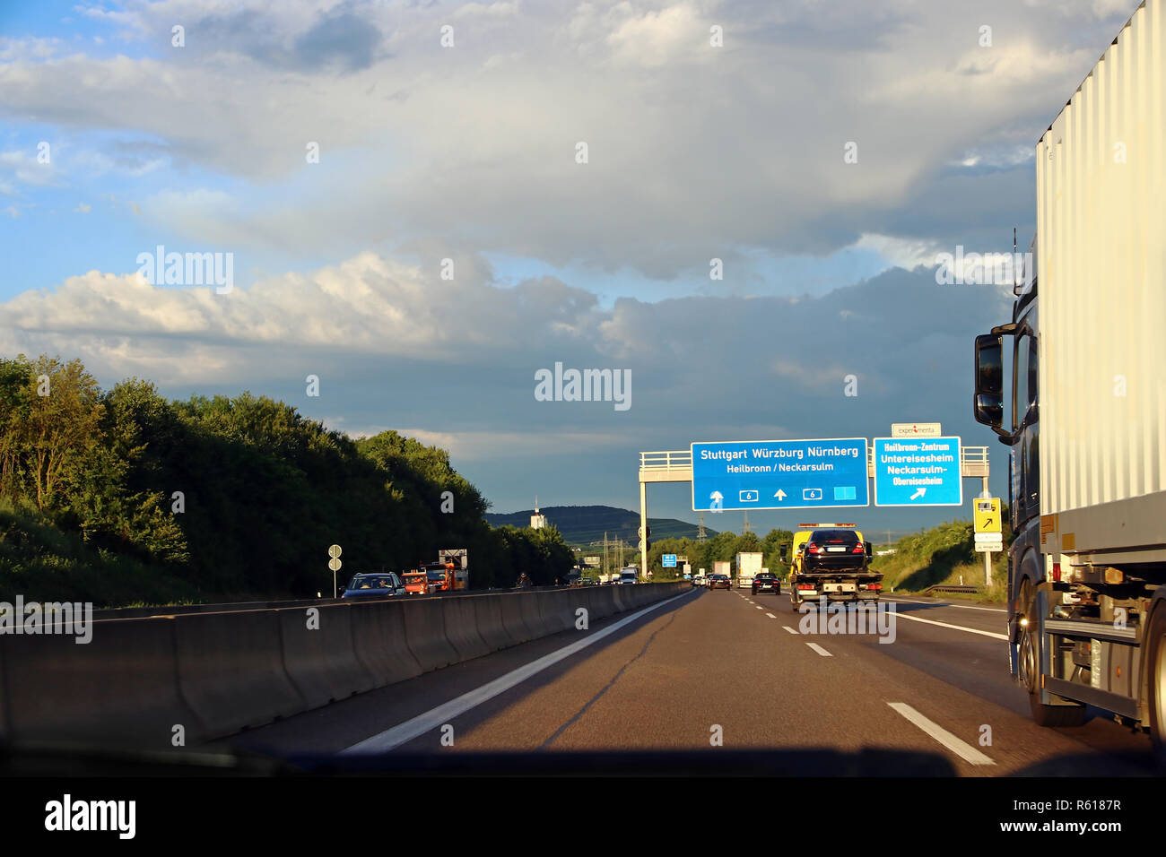 on the way on a german highway. overtaking on the highway Stock Photo ...