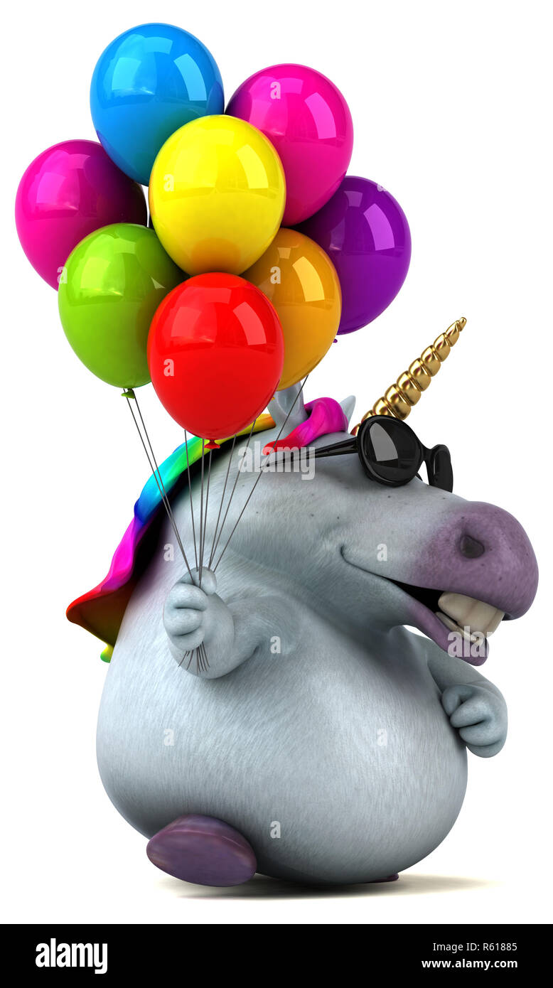 Fun unicorn - 3D Illustration Stock Photo - Alamy