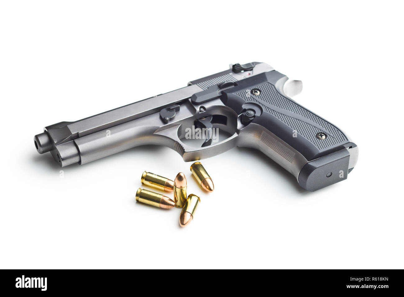 9mm pistol bullets and handgun Stock Photo - Alamy