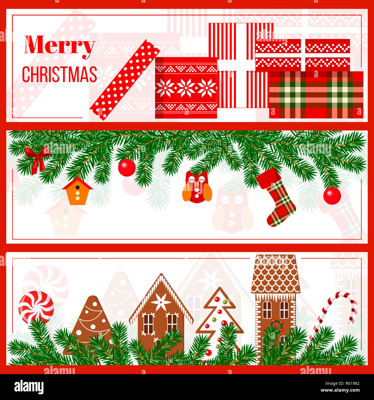 Christmas time set in stripes Stock Photo - Alamy