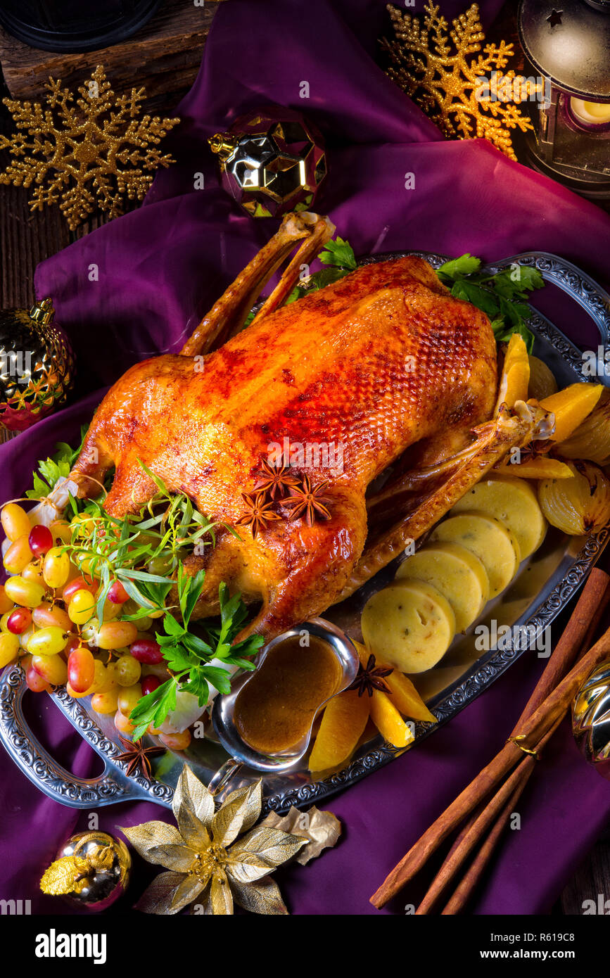 christmas goose dinner Stock Photo - Alamy