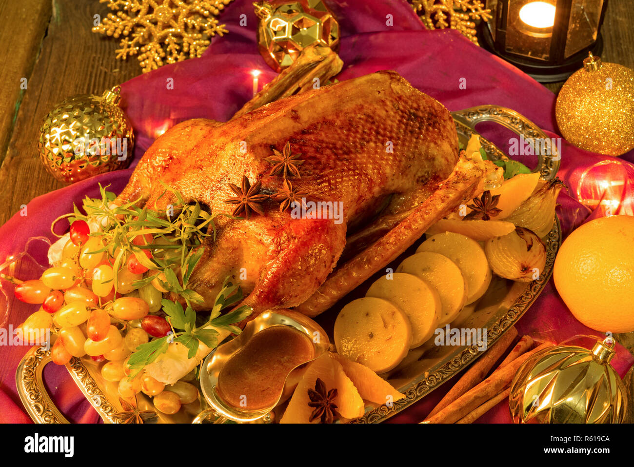 christmas goose dinner Stock Photo - Alamy