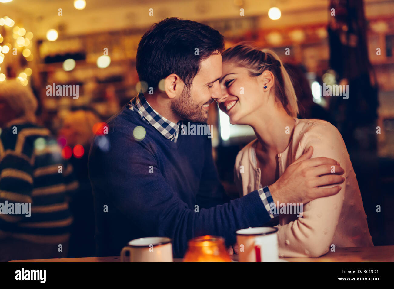Romantic couple hugging kissing man men male hi-res stock photography ...