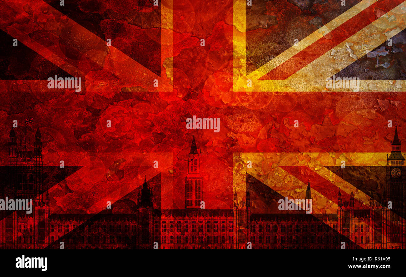 Westminster Palace Union Jack Flag Grunge Texture Background Stock ...