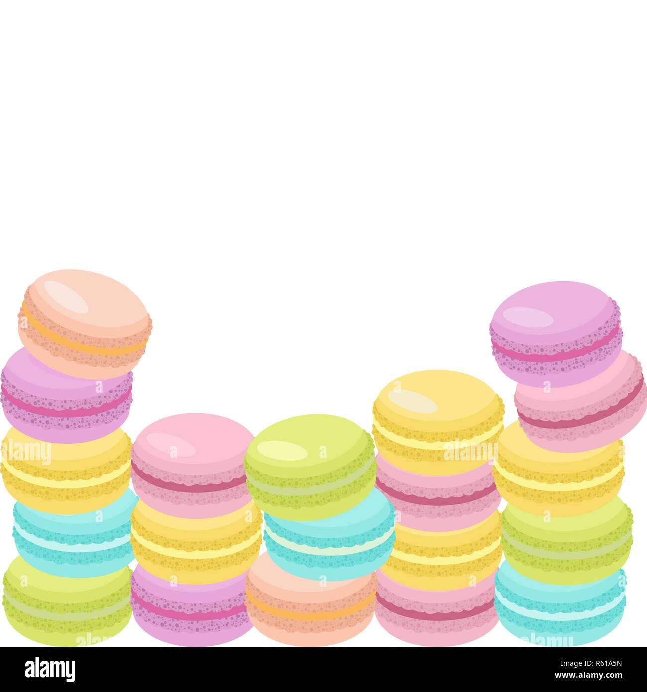 Cake macaron or macaroon Vector Illustration, colorful almond cookies ...