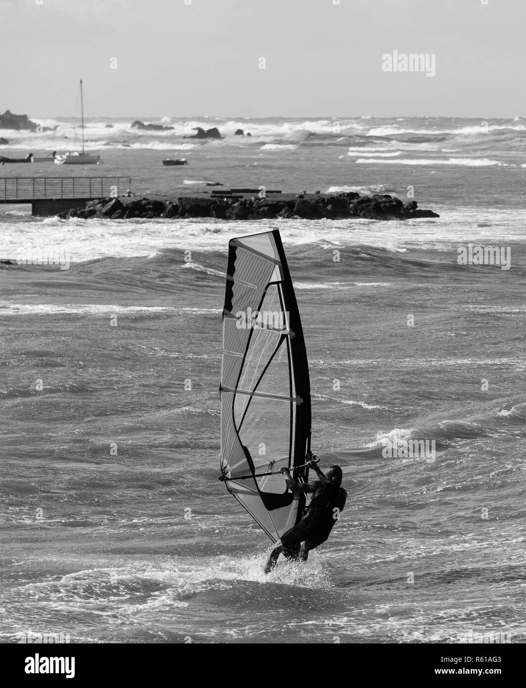 Wind surfing activity Black and White Stock Photos & Images - Alamy