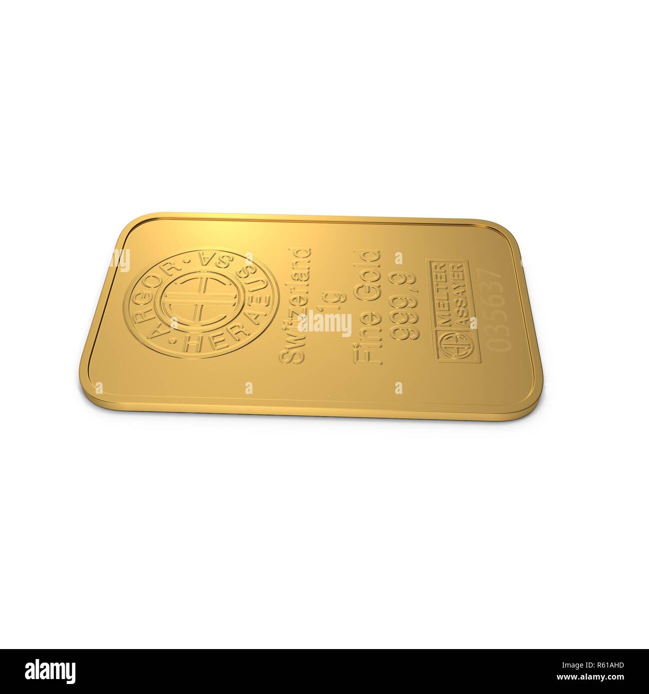 gold bar 1g isolated on white background. 3D illustration Stock Photo ...