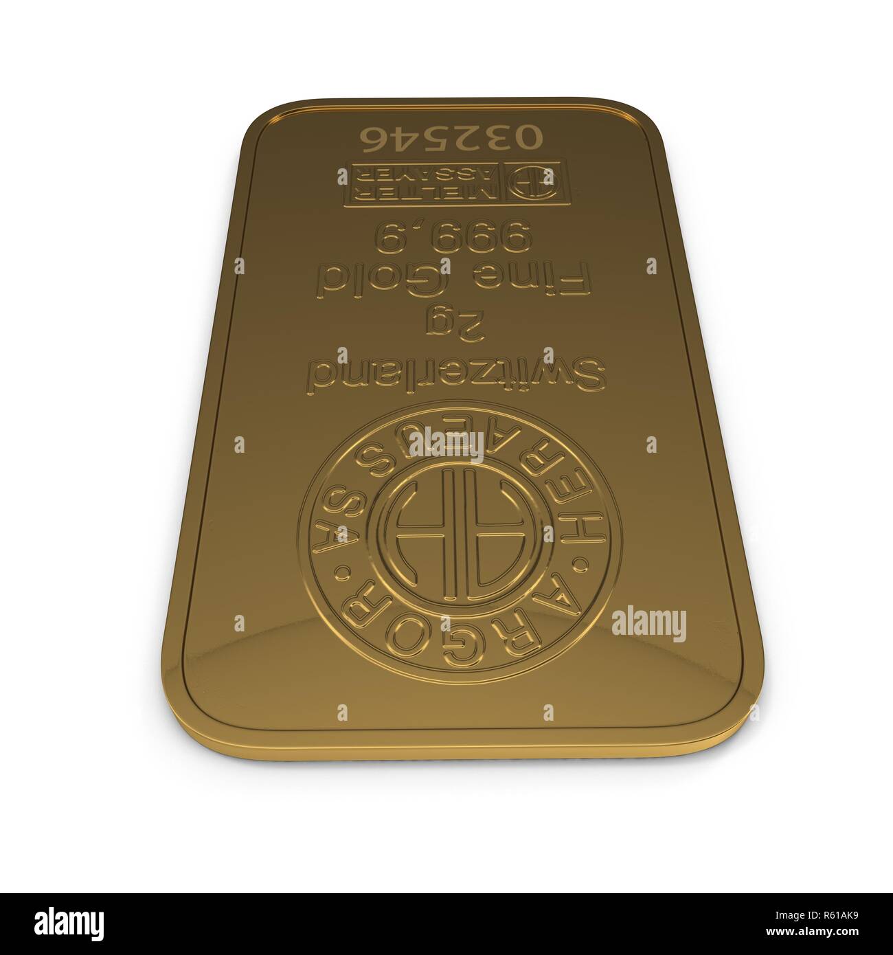 gold bar 2g isolated on white background. 3D illustration Stock Photo ...