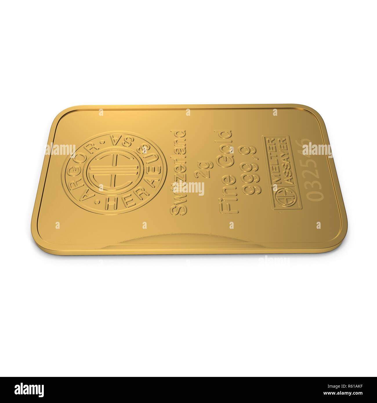 gold bar 2g isolated on white background. 3D illustration Stock Photo ...