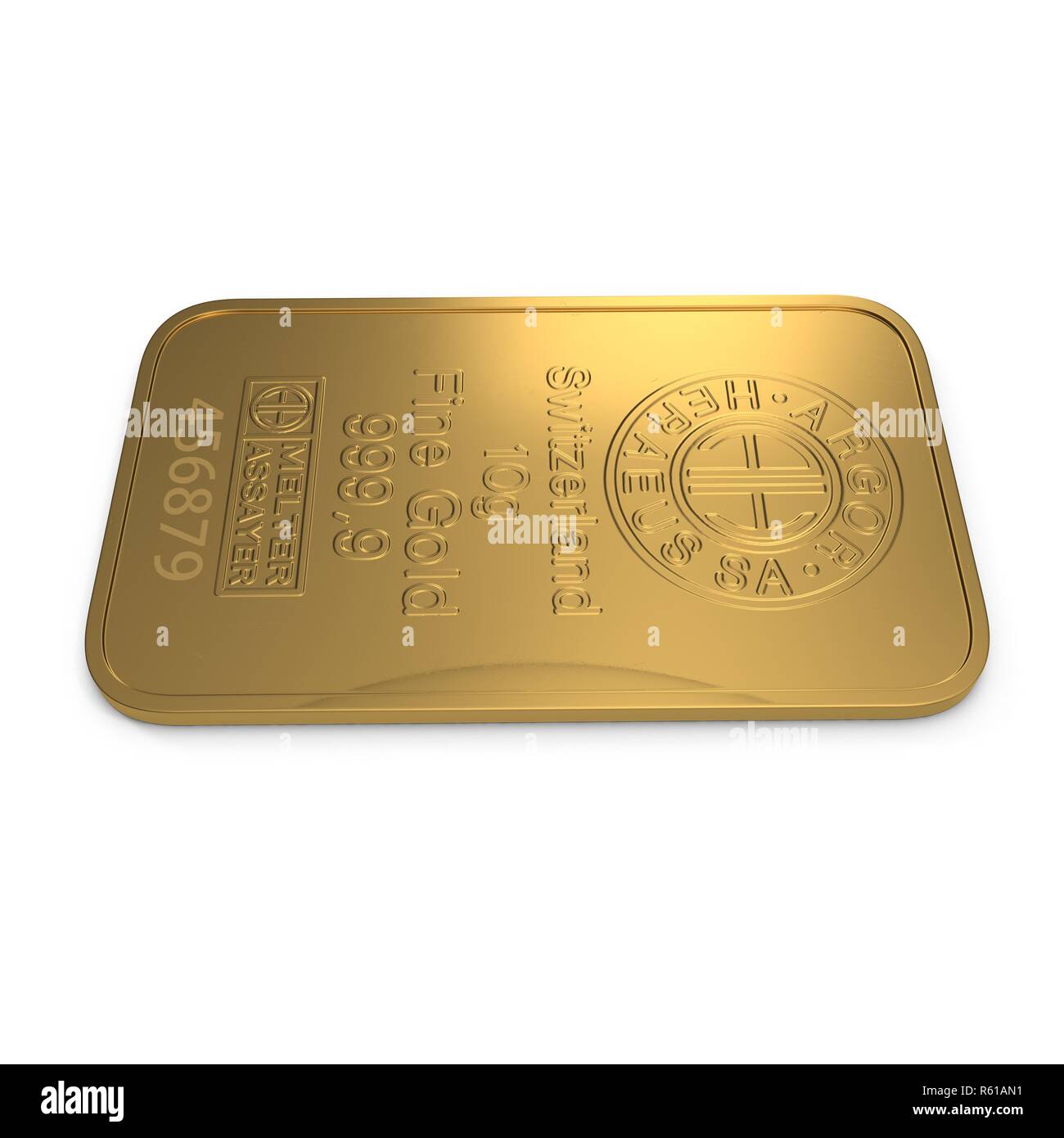 gold bar 10g isolated on white background. 3D illustration Stock Photo ...