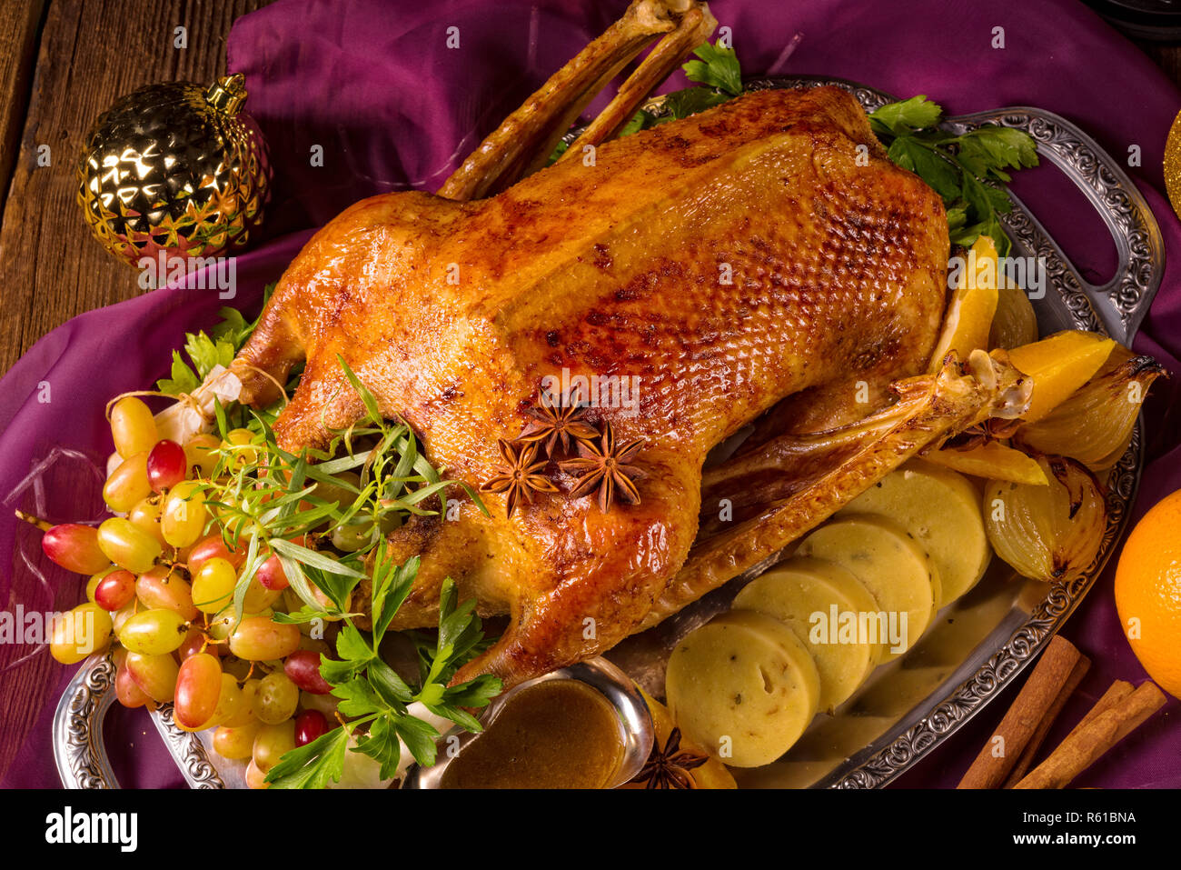christmas goose dinner Stock Photo - Alamy