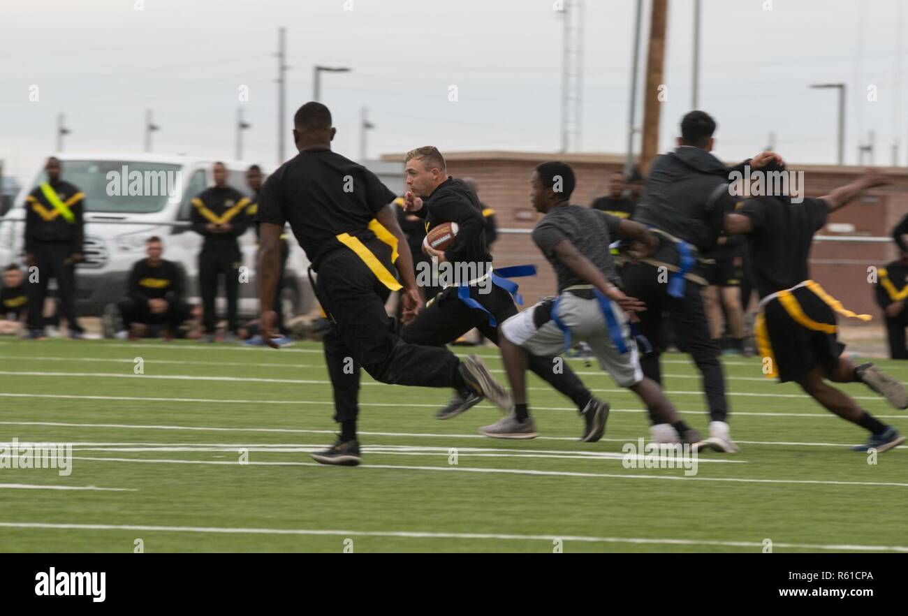 U.S. Military Police and Engineers play flag football on Thanksgiving ...