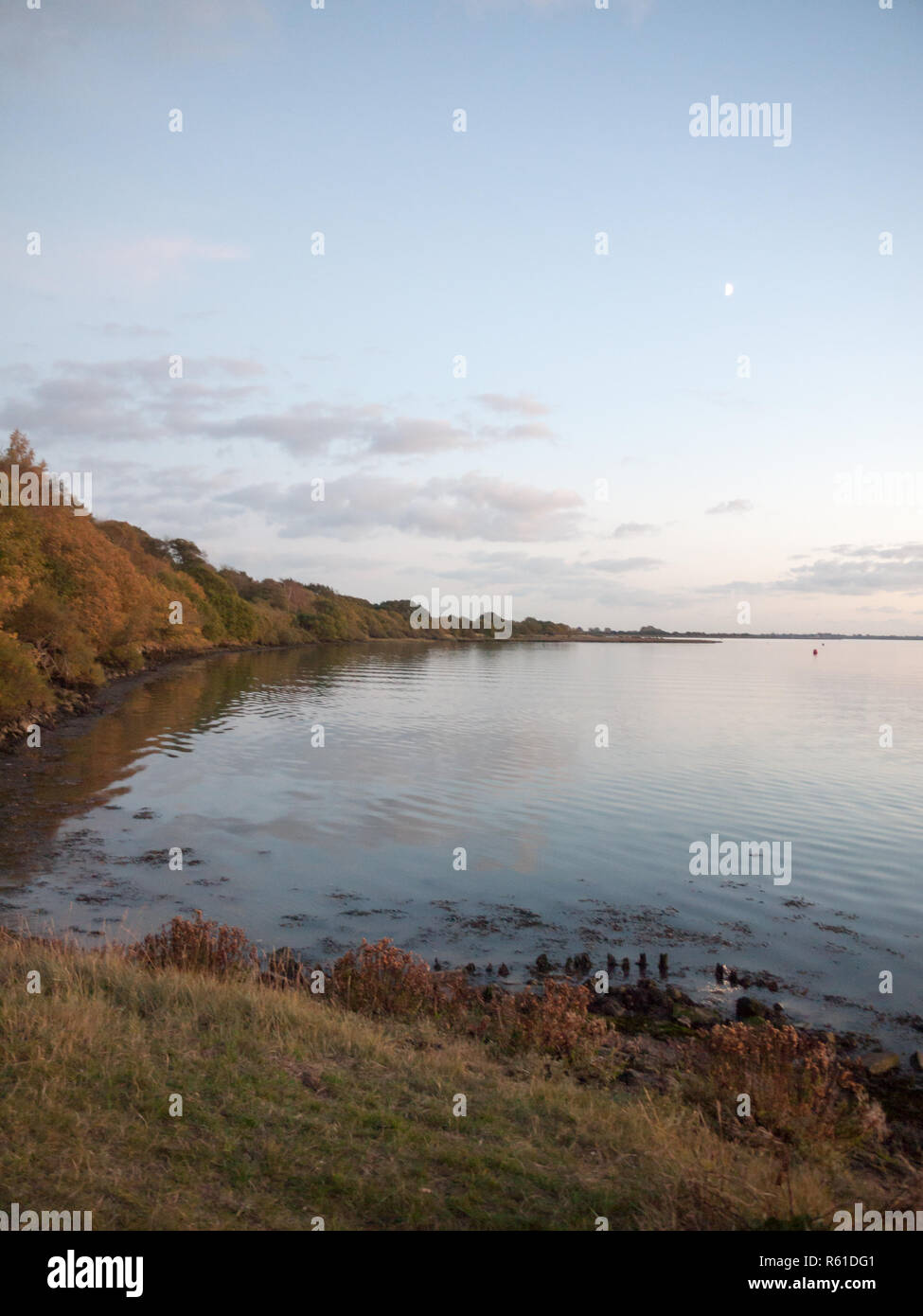 beautiful evening bay scene outside water wave ripples empty open space ...