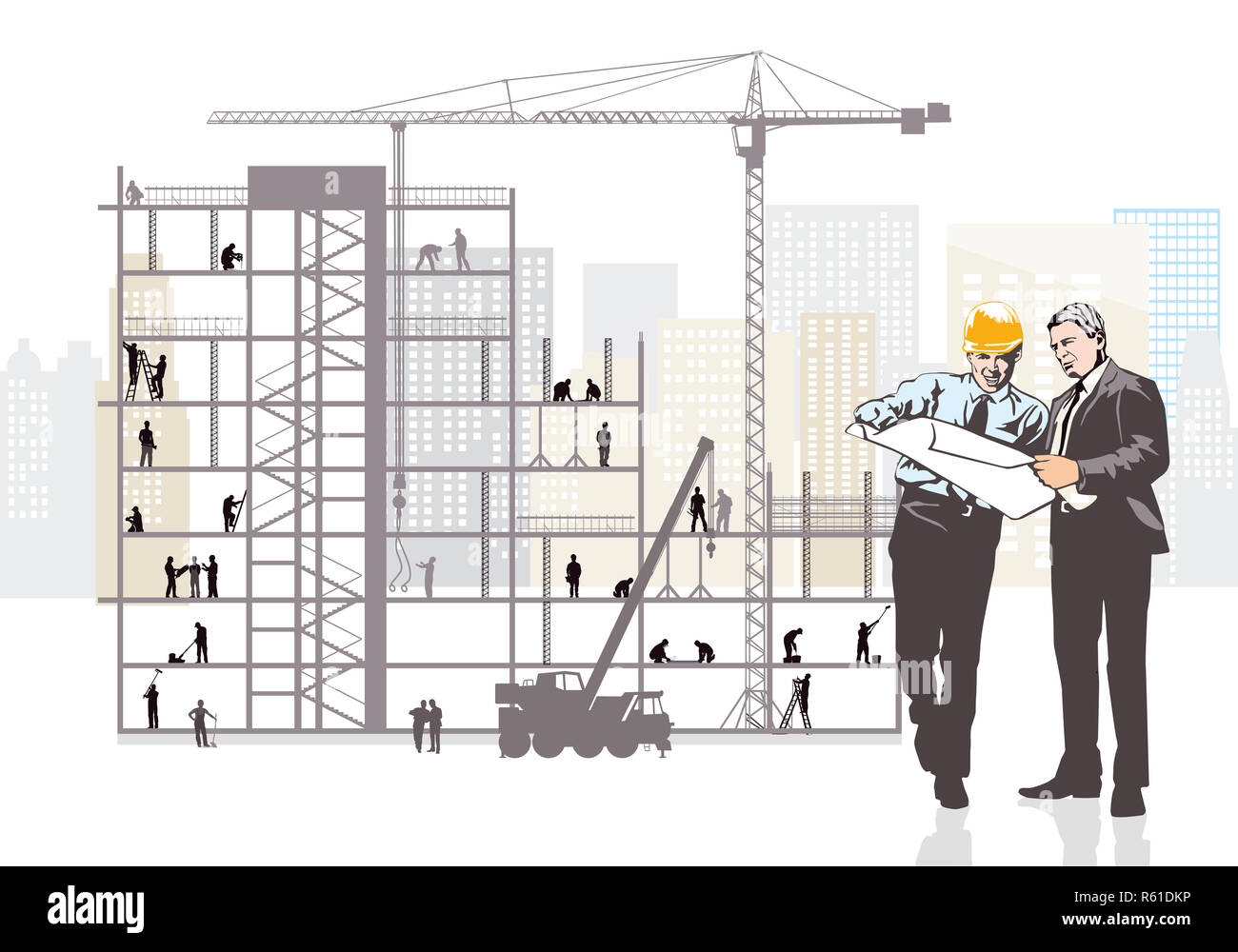 architect and client are planning on the construction site Stock Photo ...