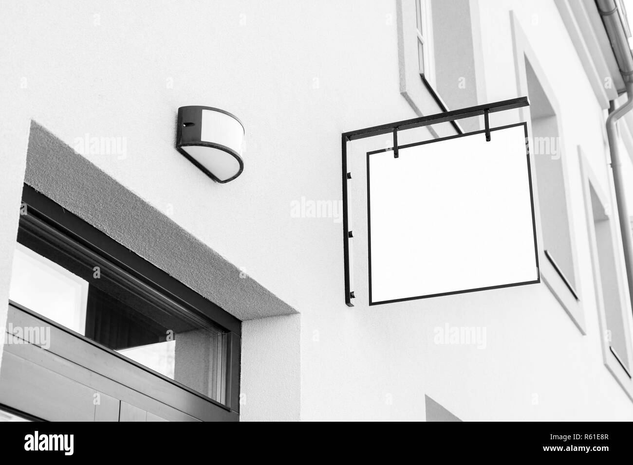 Blank black and white outdoor business signage Stock Photo - Alamy