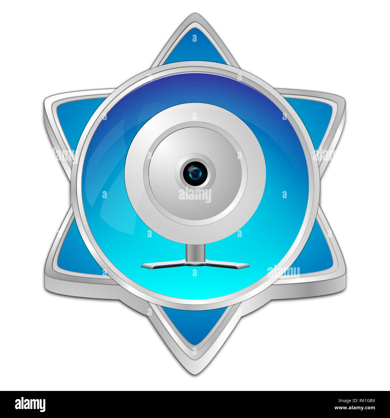 glossy blue Button with Webcam - 3D illustration Stock Photo - Alamy
