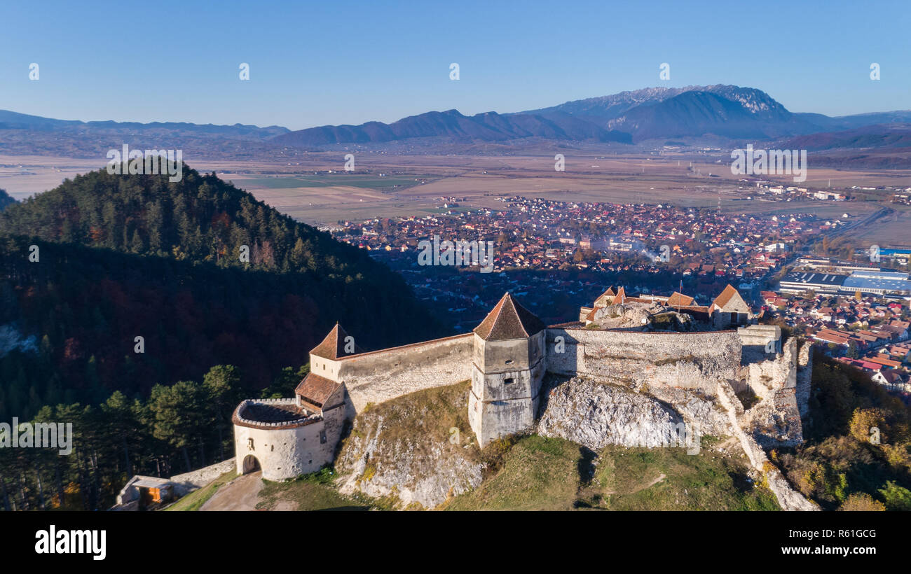 Aerial view of Rasnov Fortress Romania Stock Photo - Alamy