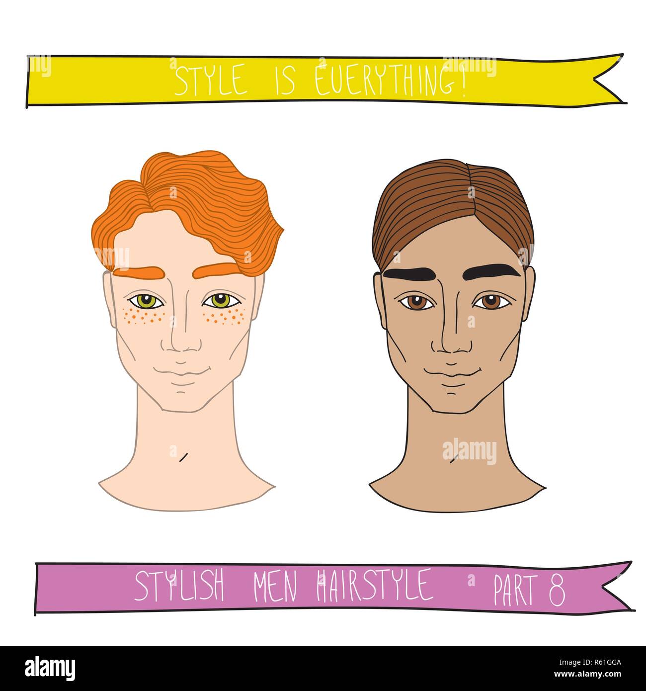 Handsome man stylish hairstyle. Fashion theme, beauty and hair salon ...