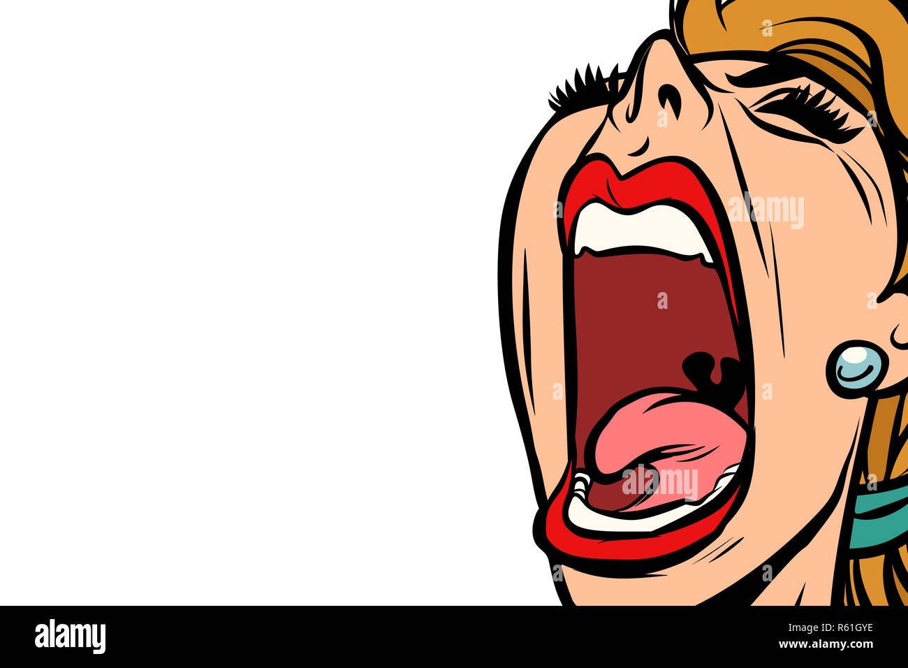 woman screaming, isolated on white background Stock Photo - Alamy