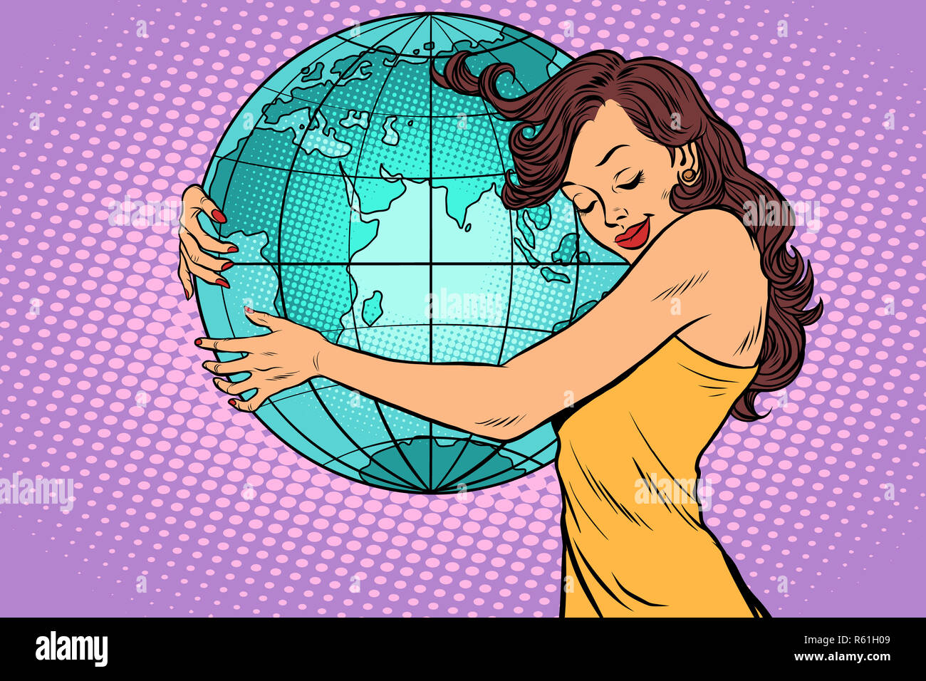 woman hugging the earth continent of Africa and Eurasia Stock Photo - Alamy