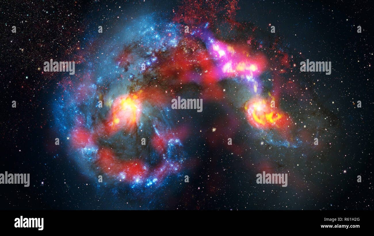 Nebula and galaxies in deep space. Dark background. Elements of this ...