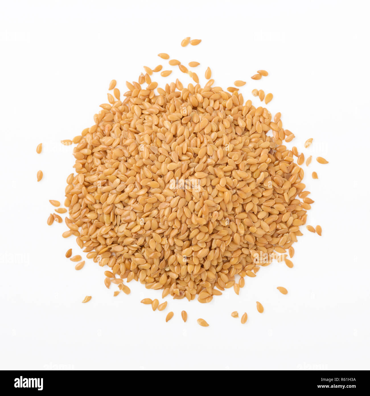 Golden flaxseed isolated on white background, top view Stock Photo - Alamy
