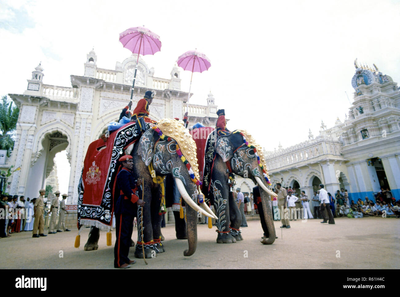Celebration or dasara festival procession at the mysore palace hi-res ...