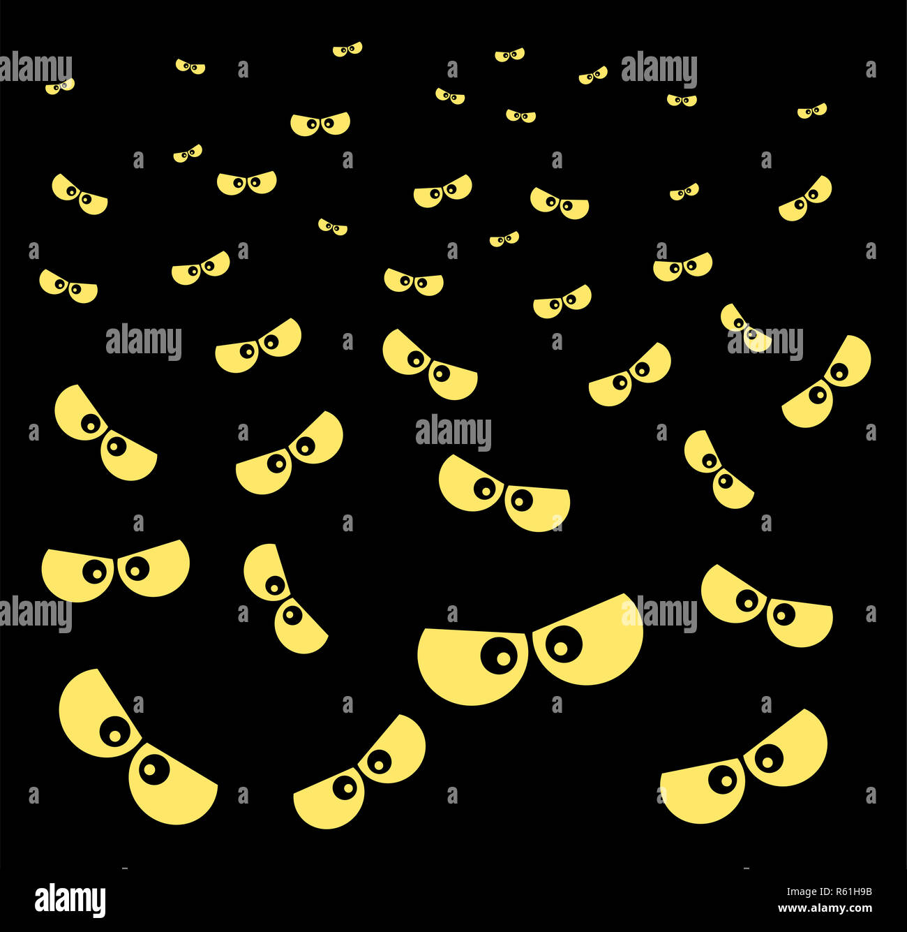 halloween spooky scary eyes vector design isolated on black background ...