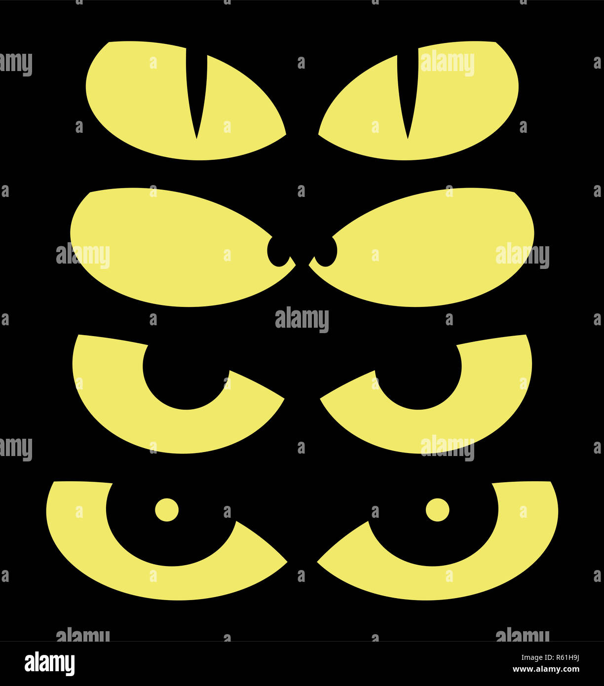 halloween spooky scary eyes vector design isolated on black background ...