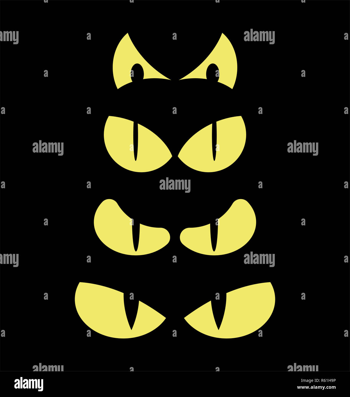 halloween spooky scary eyes vector design isolated on black background ...