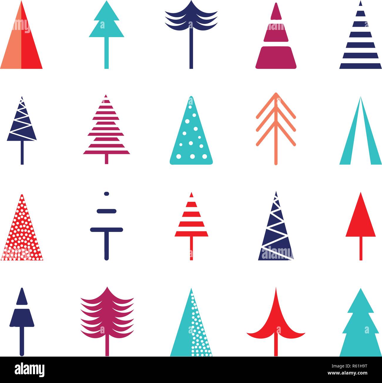 Christmas tree icon set for web Happy New Year Stock Vector Image & Art ...