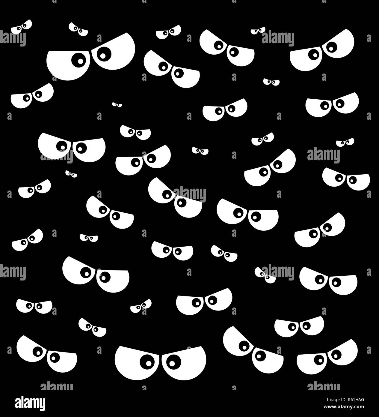 halloween spooky scary eyes vector design isolated on black background ...