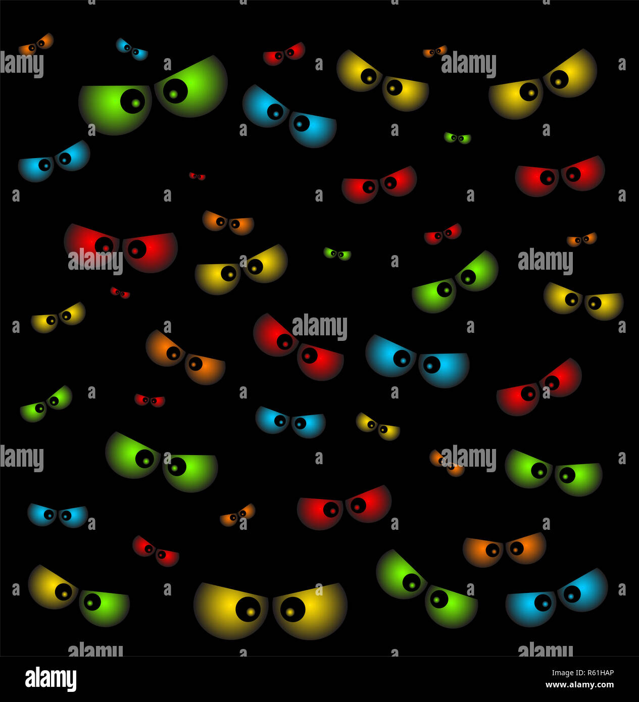 halloween spooky scary eyes vector design isolated on black background ...