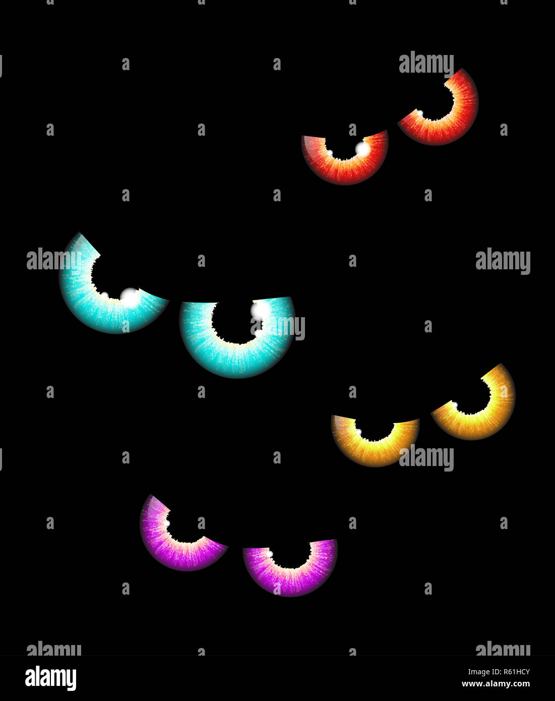 halloween spooky scary eyes vector design isolated on black background ...