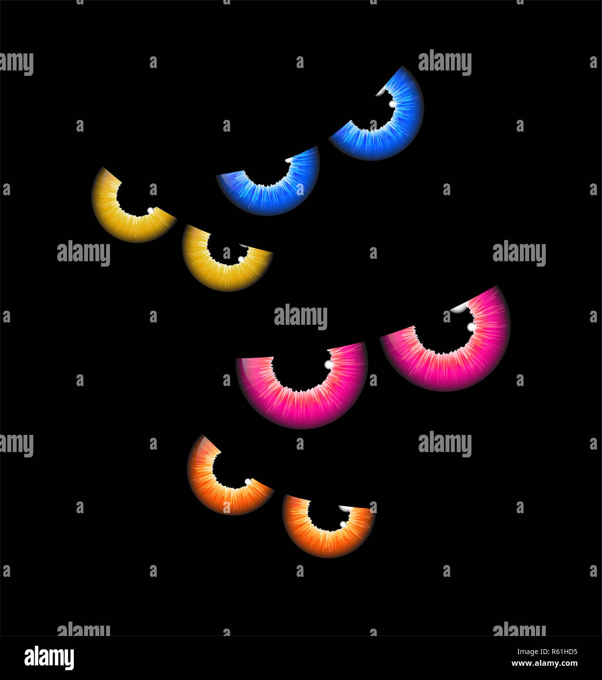 halloween spooky scary eyes vector design isolated on black background ...
