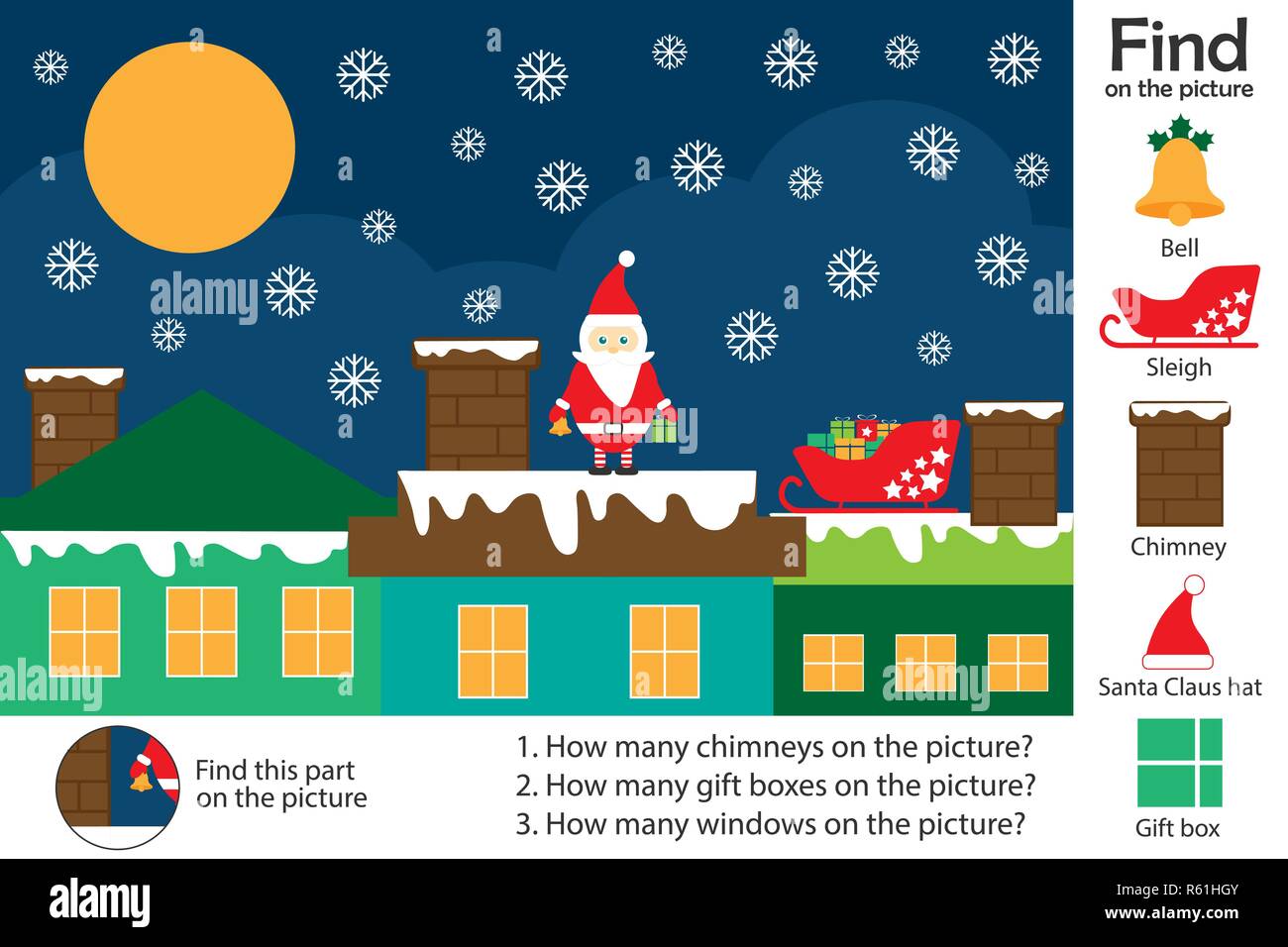 Activity page, christmas picture in cartoon style, find images and ...