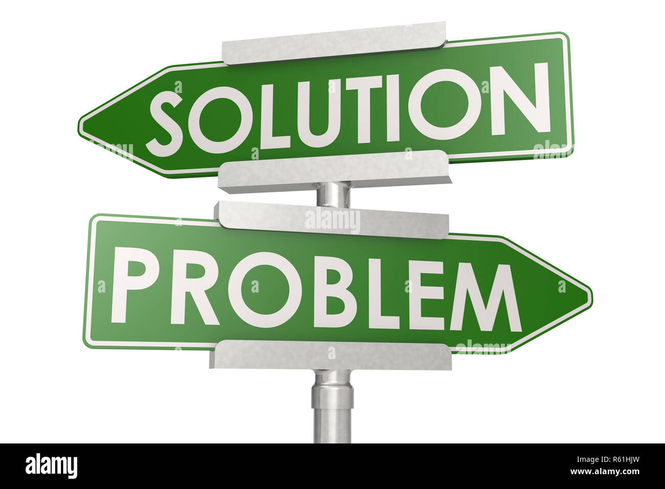 Problem and solution green road sign Stock Photo - Alamy