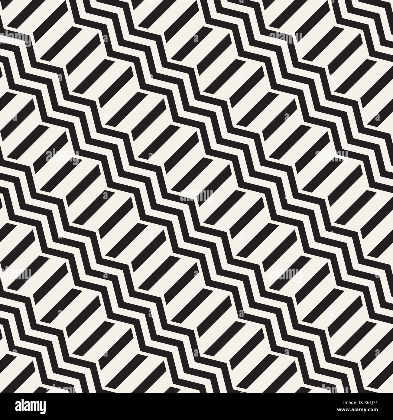 Vector seamless zigzag line pattern. Abstract stylish geometric background. Repeating lattice ...